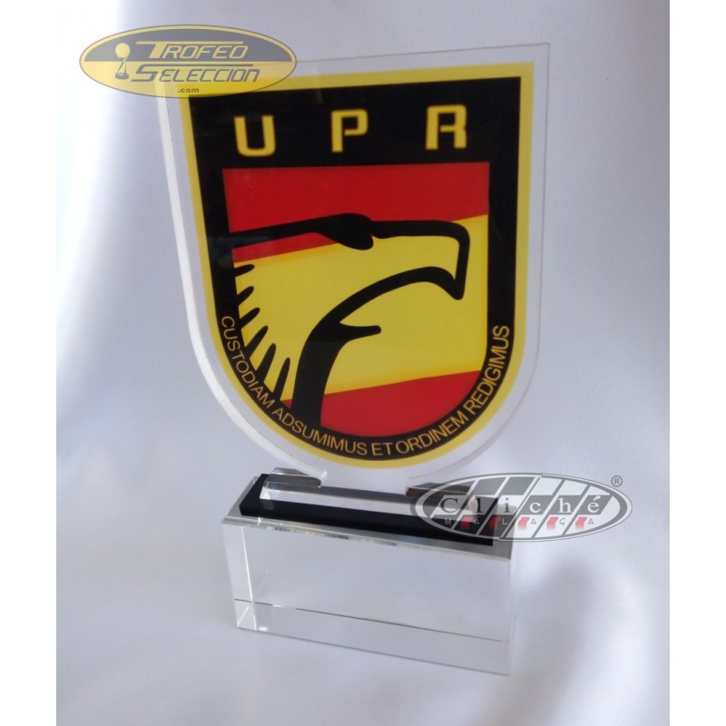 TROFEO ESCUDO UPR POLICÍA NACIONAL METACRILATO COLOR